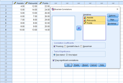 So erstellen Sie eine Korrelationsmatrix in SPSS • Statologie